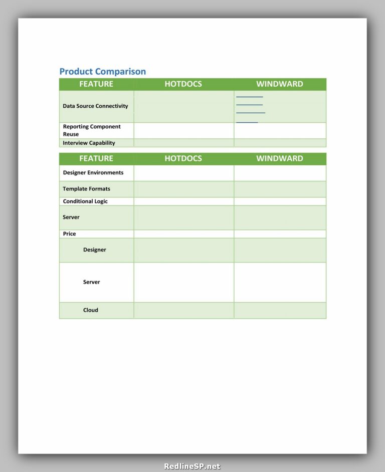 43 Free Comparison Chart Template & Example - RedlineSP