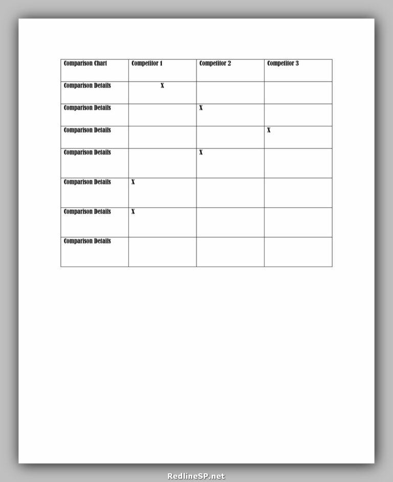43 Free Comparison Chart Template & Example - RedlineSP