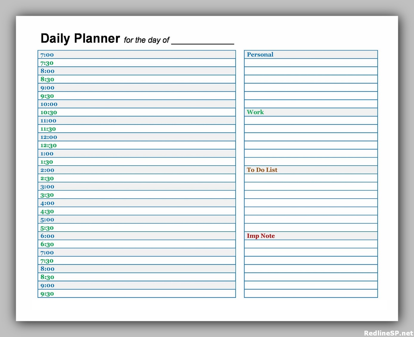 34 Printable Daily Planner Template Free - RedlineSP