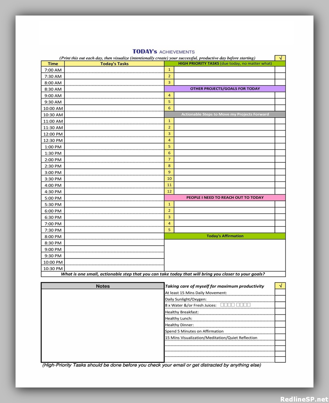 34 Printable Daily Planner Template Free - RedlineSP