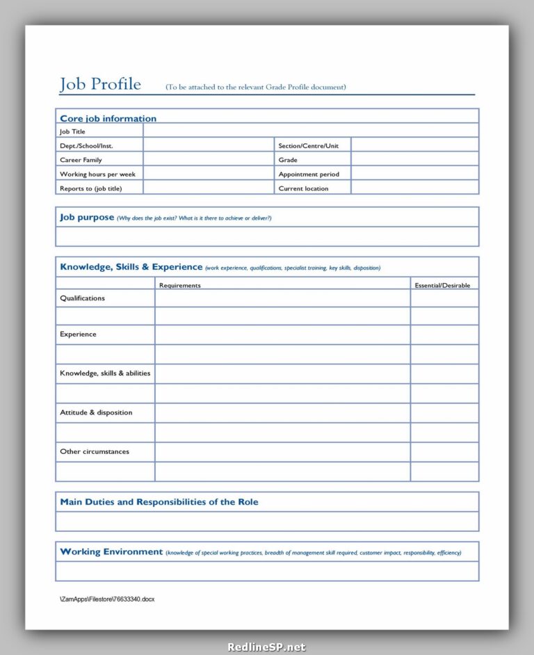 50 Greatest Job Description Sample Template - RedlineSP