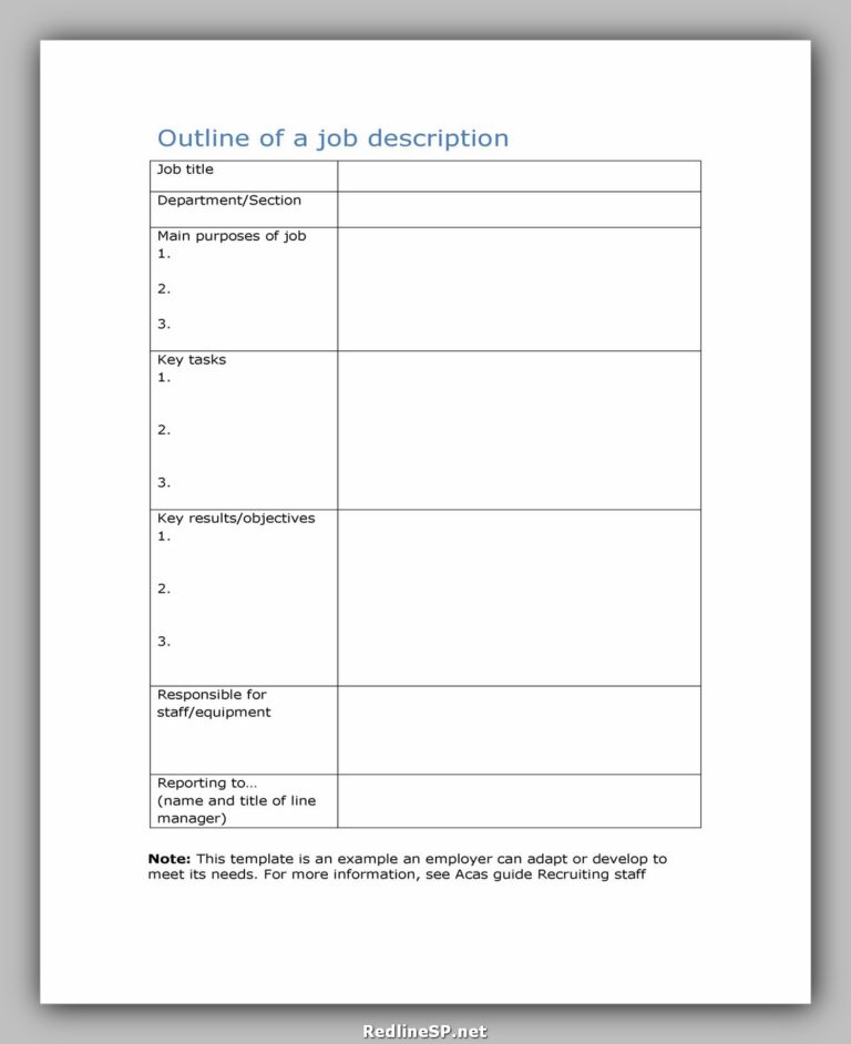 50 Greatest Job Description Sample Template - RedlineSP