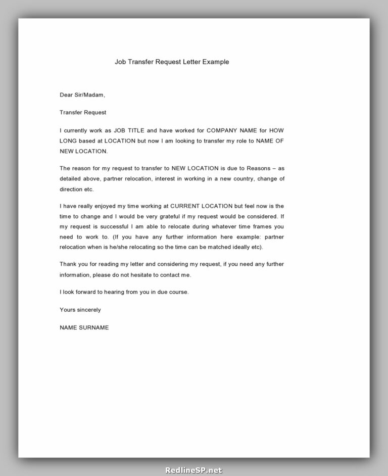 30+ Greatest Job Transfer Letter (Sample & Template) - RedlineSP