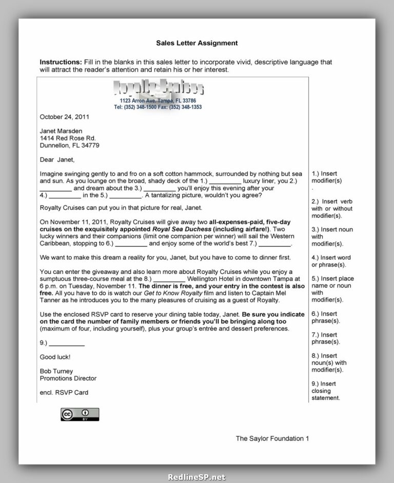 52 Free Sales letter (Sample, Example & Template) - RedlineSP