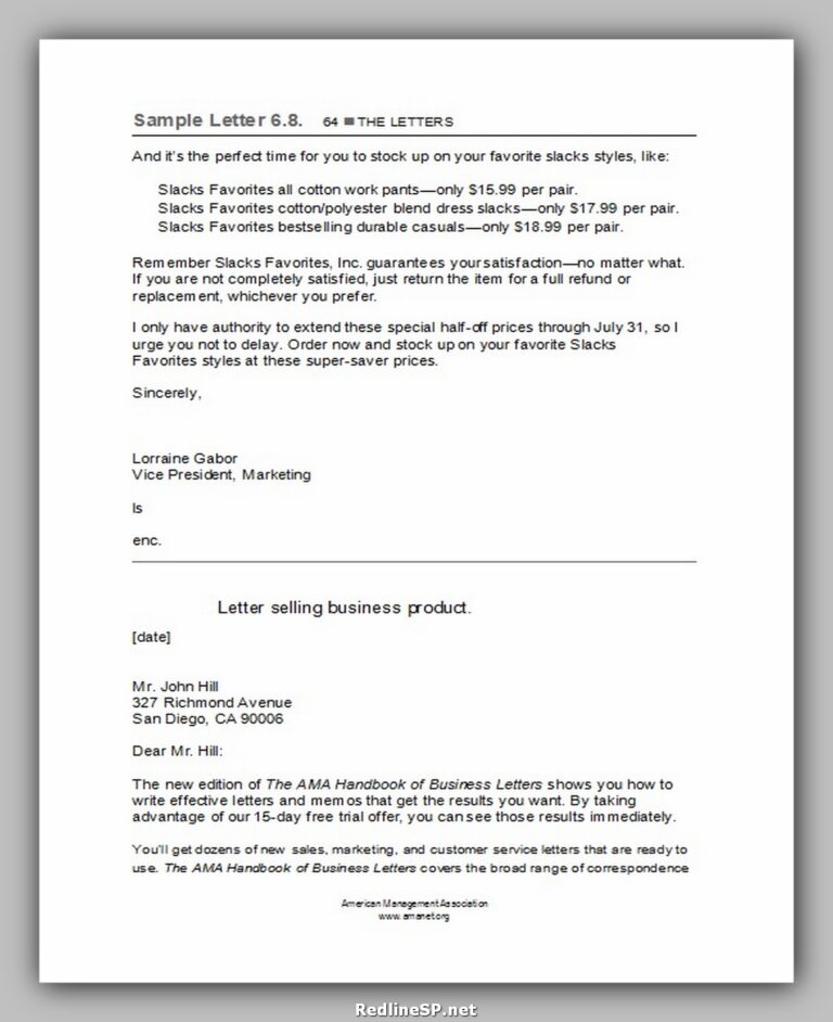 52 Free Sales letter (Sample, Example & Template) - RedlineSP