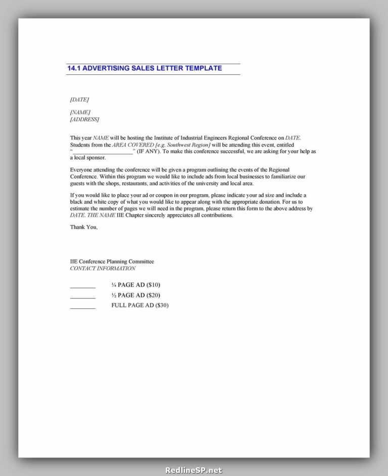 52 Free Sales letter (Sample, Example & Template) - RedlineSP