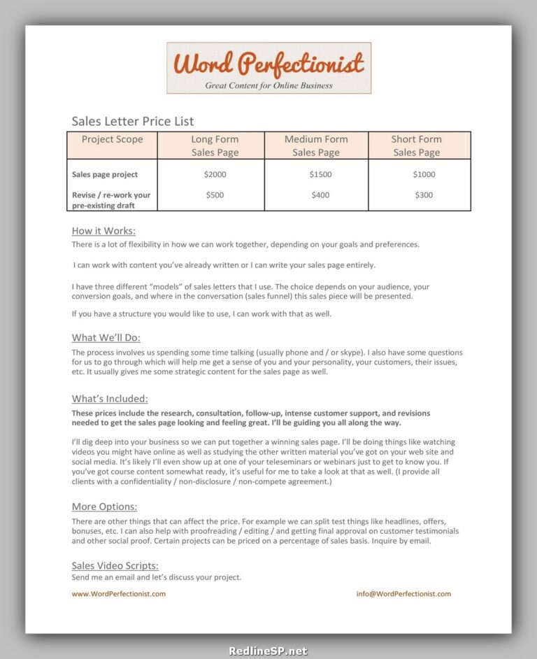 52 Free Sales letter (Sample, Example & Template) - RedlineSP
