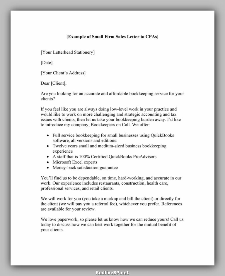 52 Free Sales letter (Sample, Example & Template) - RedlineSP