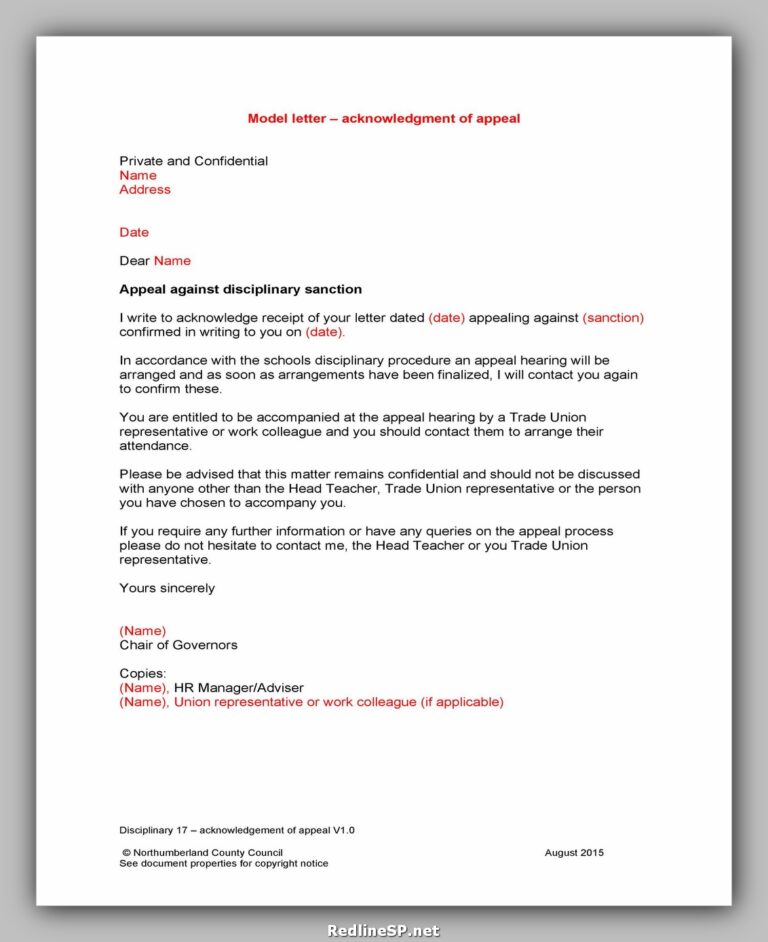 30 Free Sample Acknowledgement Letter - RedlineSP