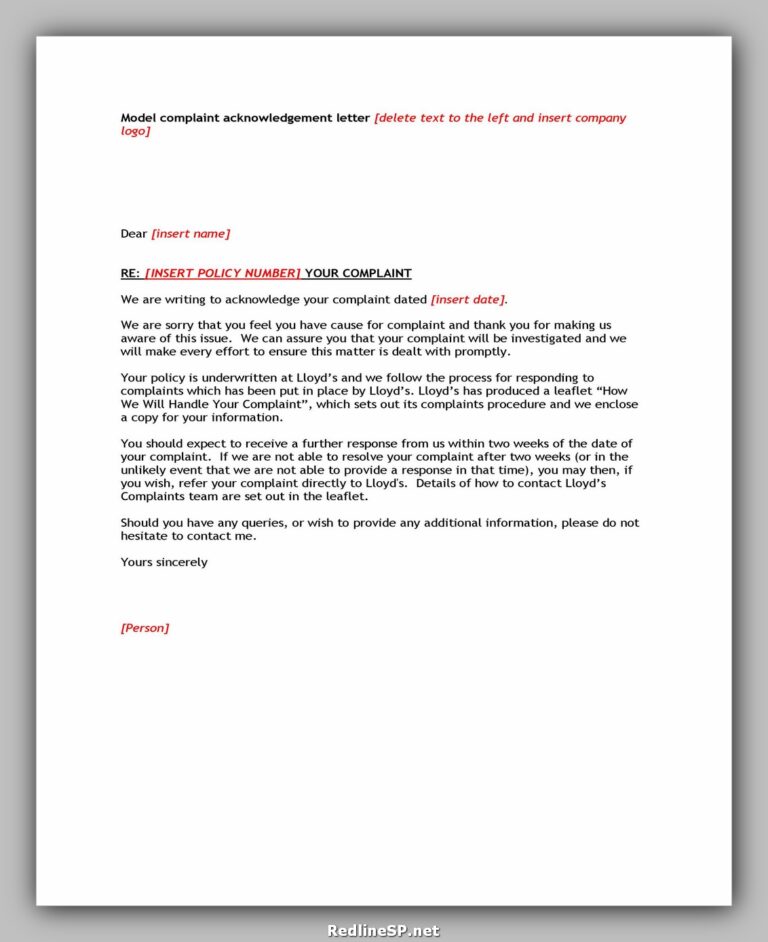 30 Free Sample Acknowledgement Letter - RedlineSP