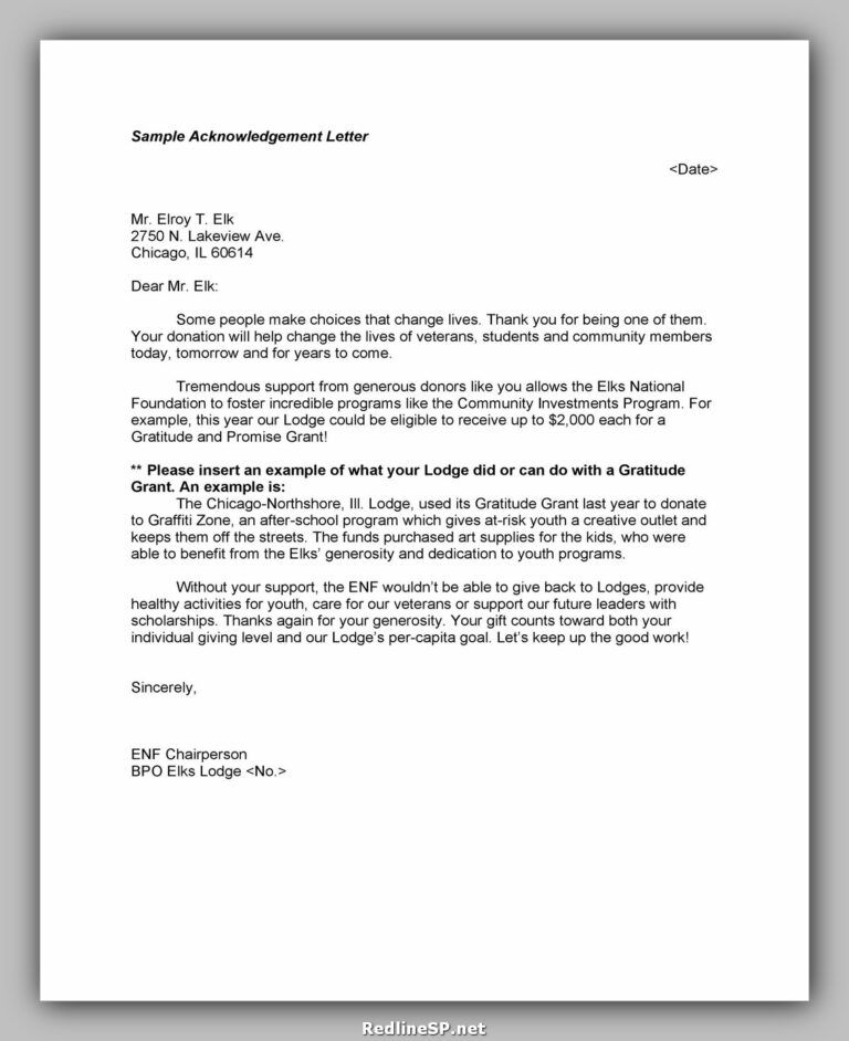30 Free Sample Acknowledgement Letter - RedlineSP