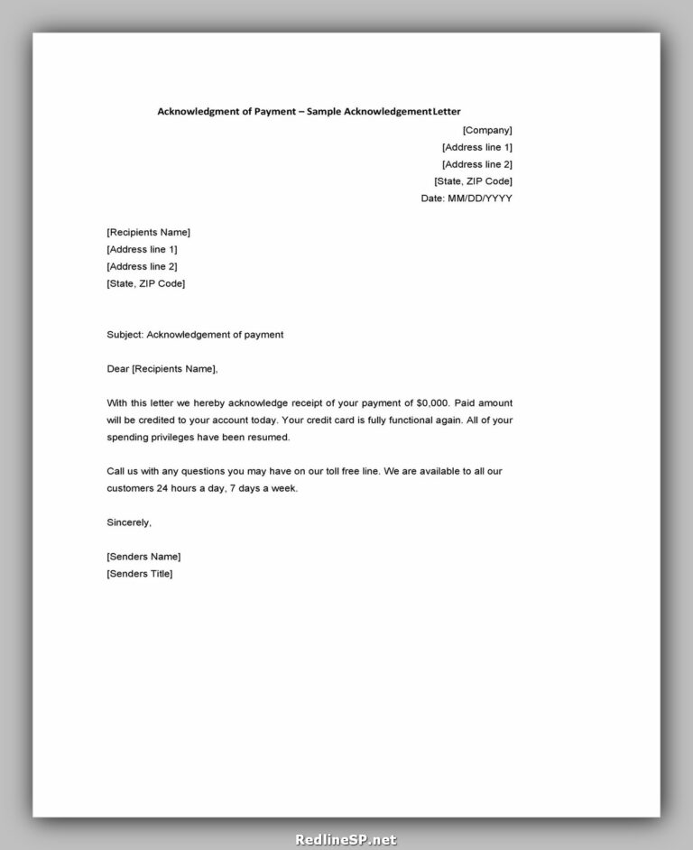 30 Free Sample Acknowledgement Letter - RedlineSP