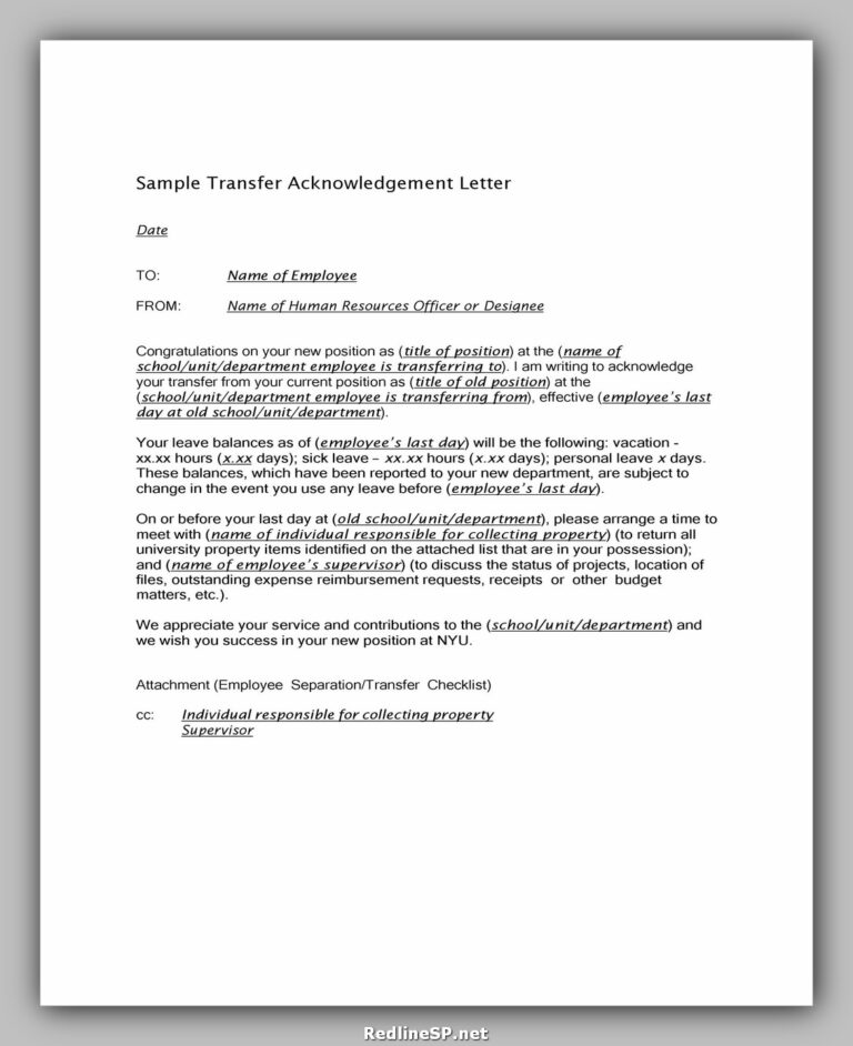 30 Free Sample Acknowledgement Letter - RedlineSP