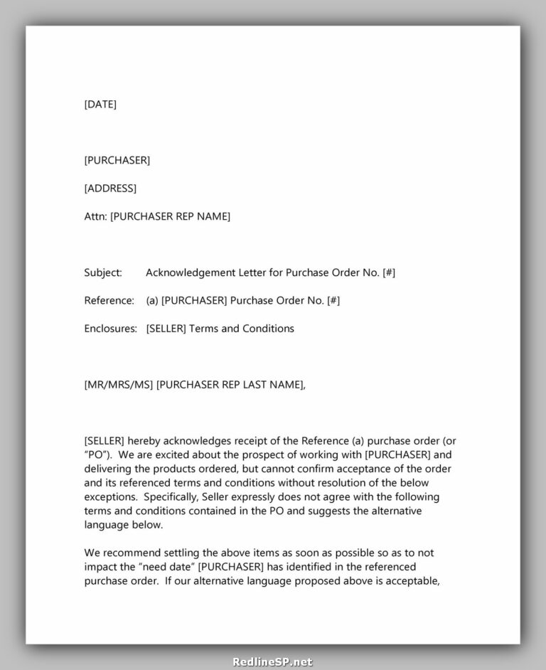 30 Free Sample Acknowledgement Letter - RedlineSP