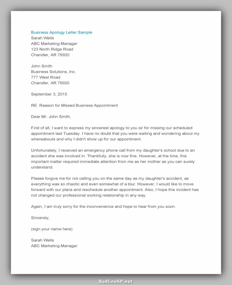 50 Powerful Apology Letter Sample – RedlineSP