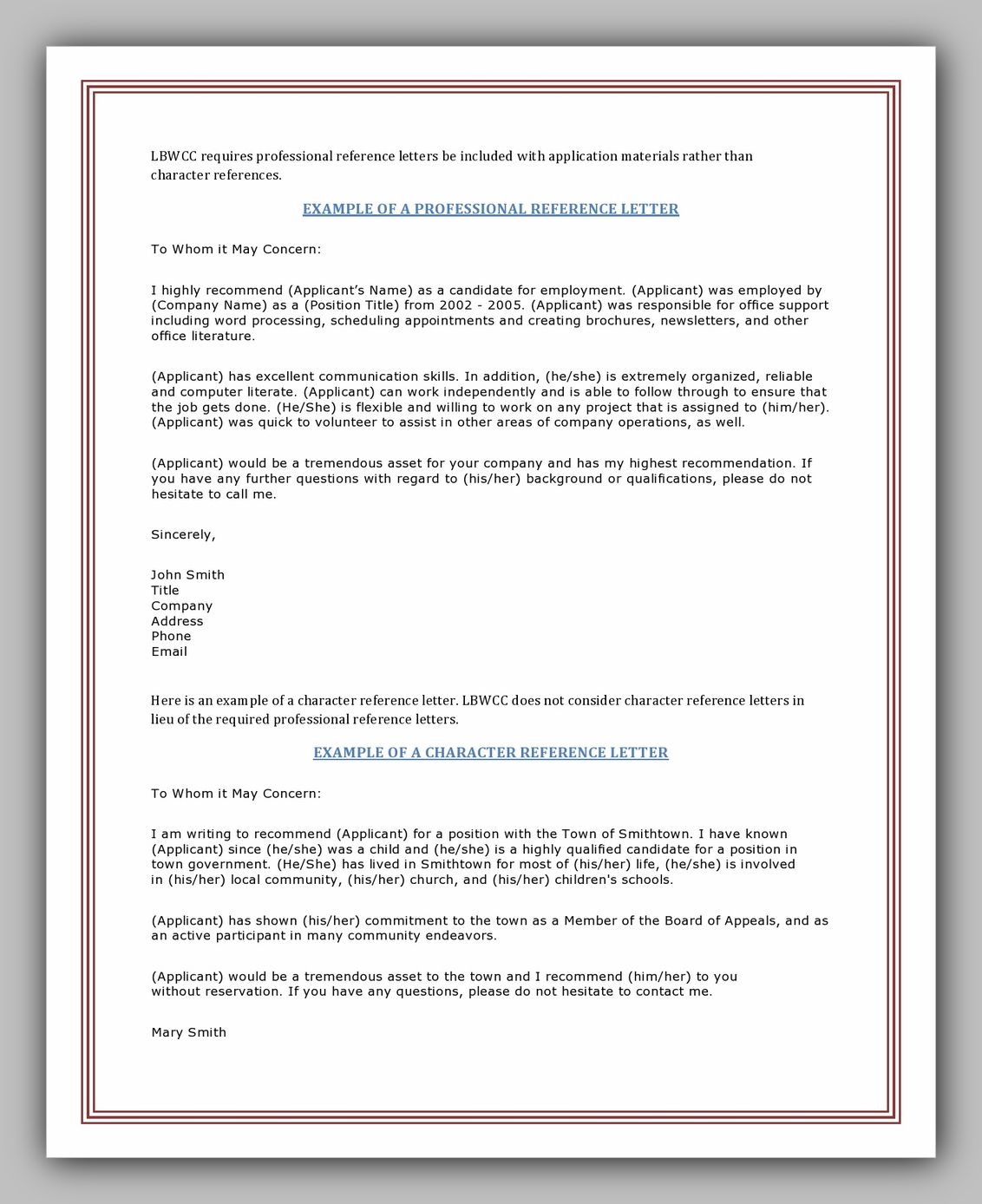 33 Best Character Reference Letter Example - RedlineSP