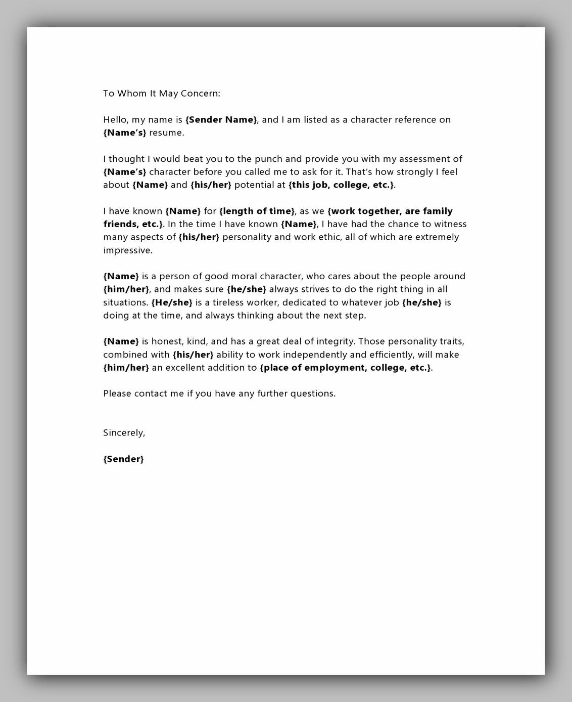 33 Best Character Reference Letter Example - RedlineSP