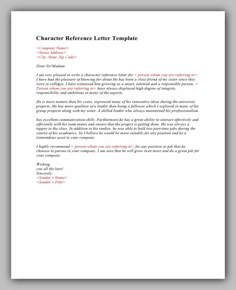 33 Best Character Reference Letter Example - RedlineSP