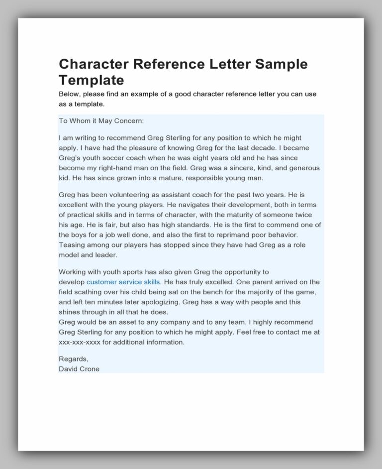 33 Best Character Reference Letter Example - RedlineSP