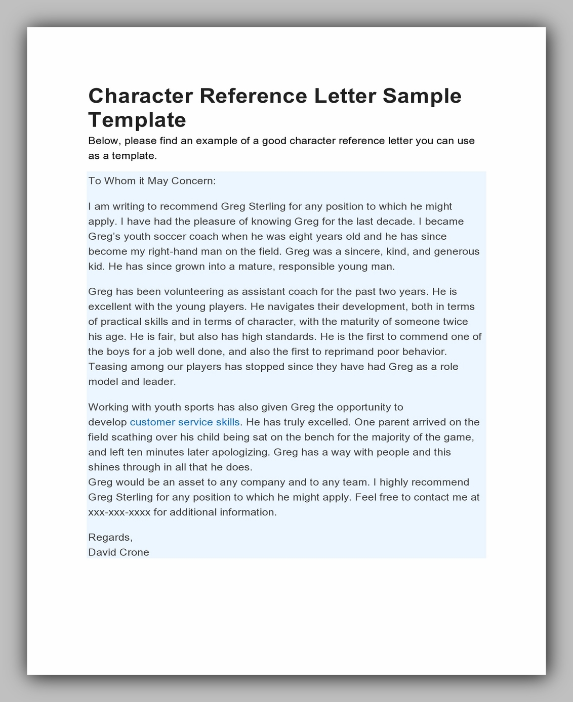 33 Best Character Reference Letter Example - RedlineSP