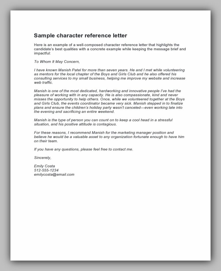 33 Best Character Reference Letter Example - RedlineSP