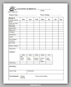 6 Best Restaurant Cleaning Schedule Template - RedlineSP