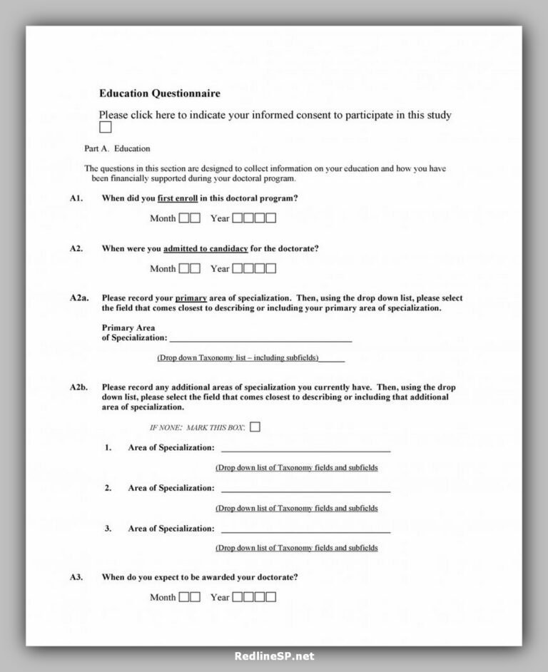 35 Best Printable Questionnaire Template - RedlineSP