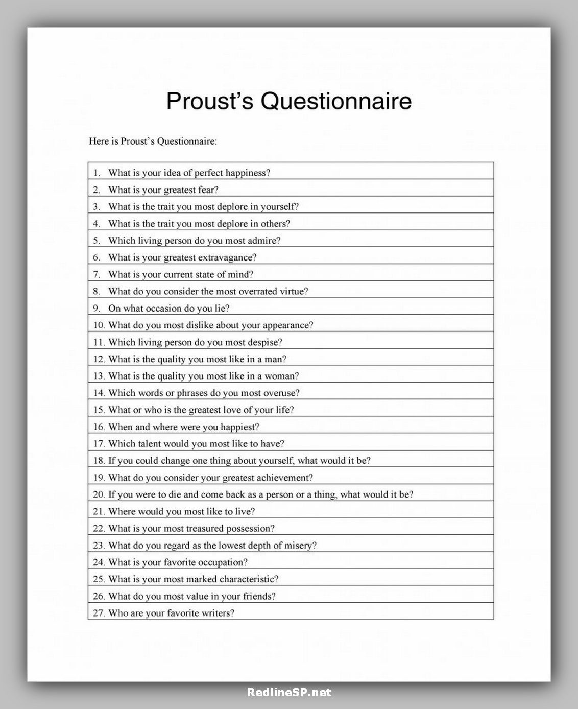 35 Best Printable Questionnaire Template - RedlineSP