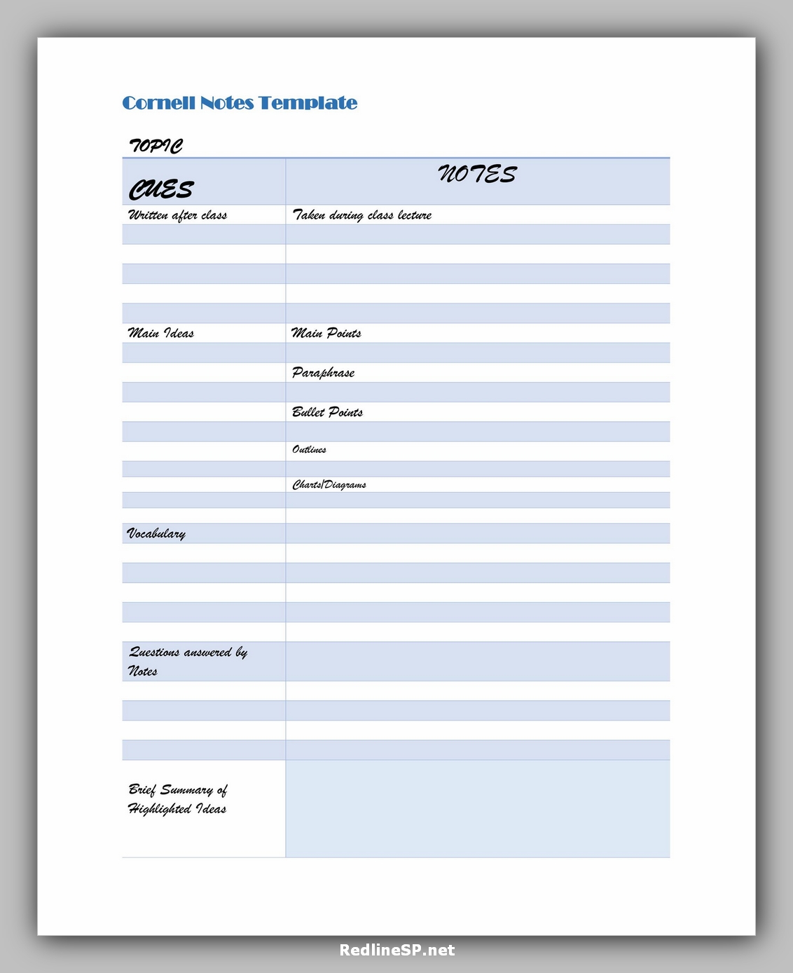 43 Useful Cornell Notes Template - RedlineSP