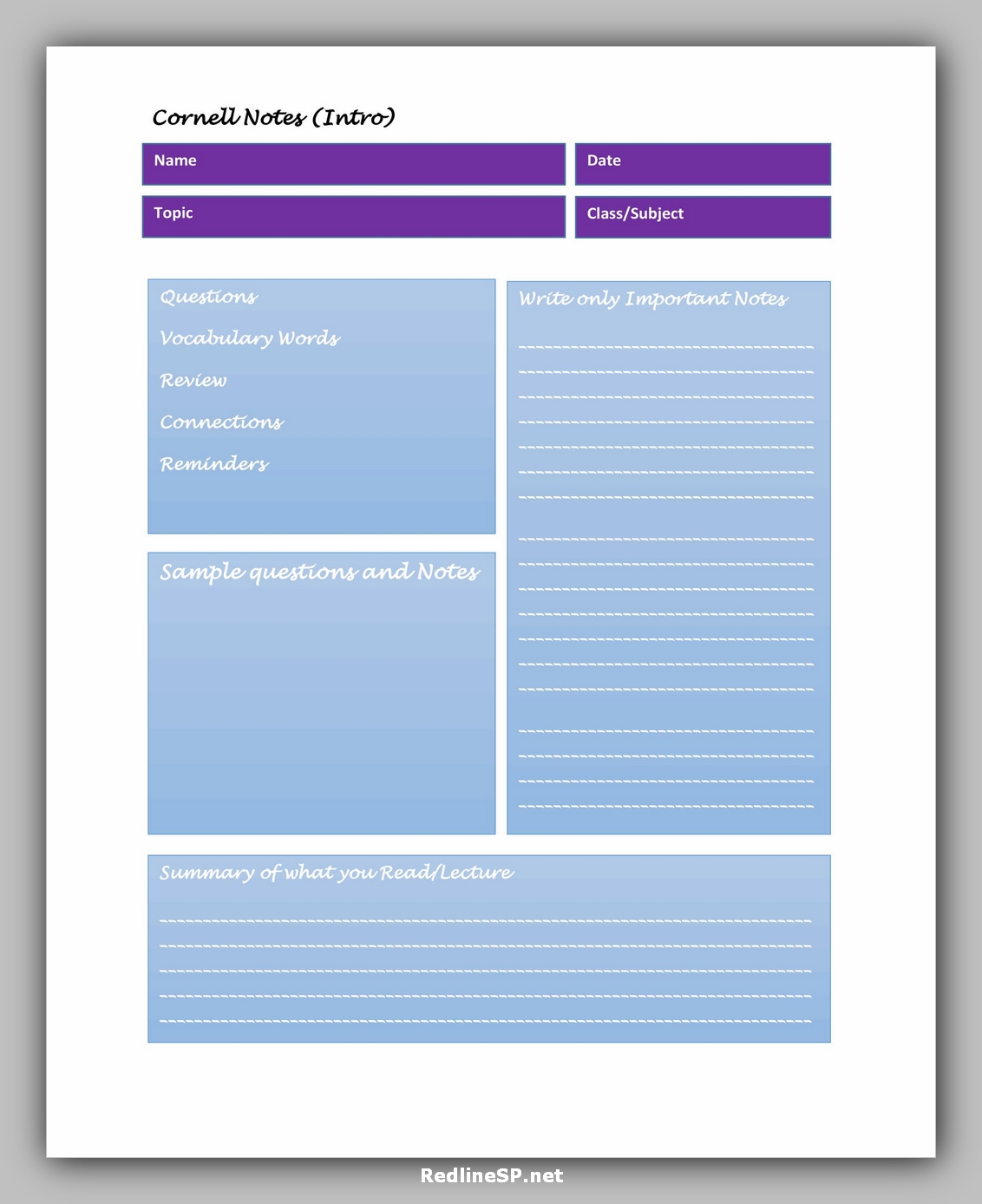 43 Useful Cornell Notes Template - RedlineSP