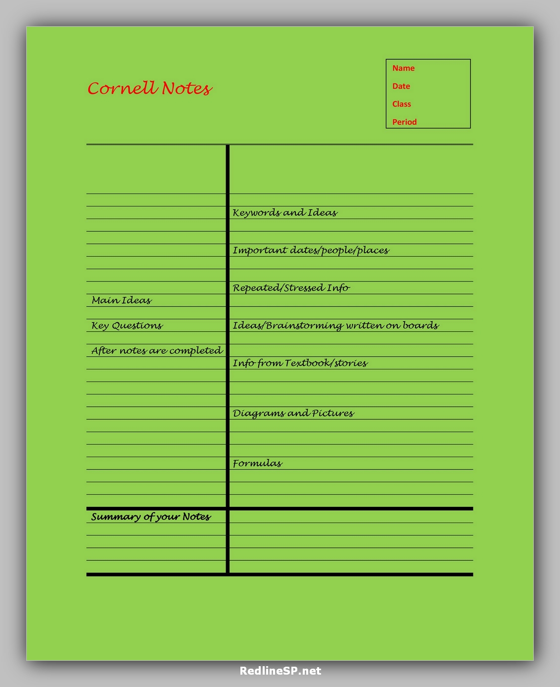 43 Useful Cornell Notes Template - RedlineSP