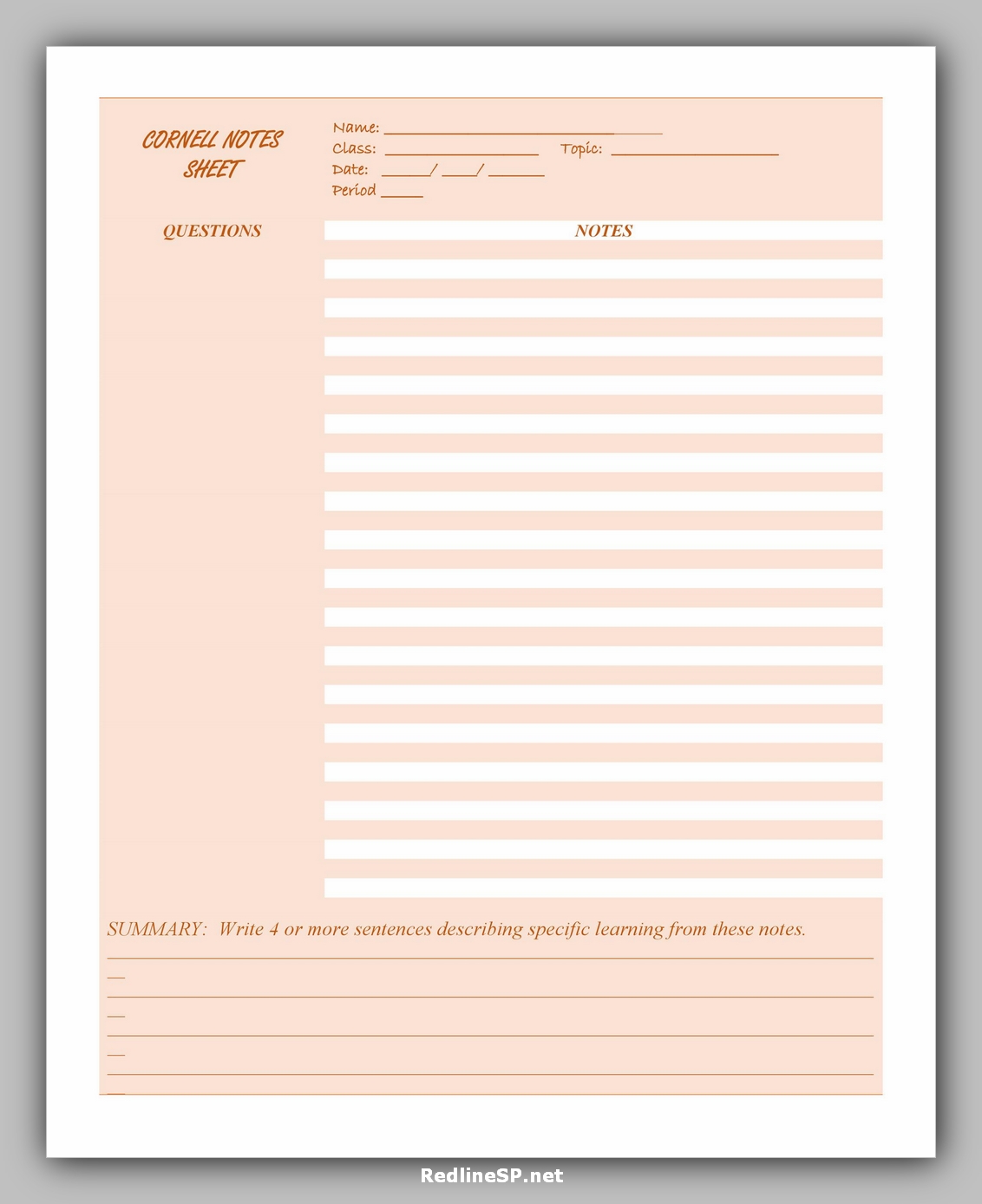 43 Useful Cornell Notes Template - RedlineSP