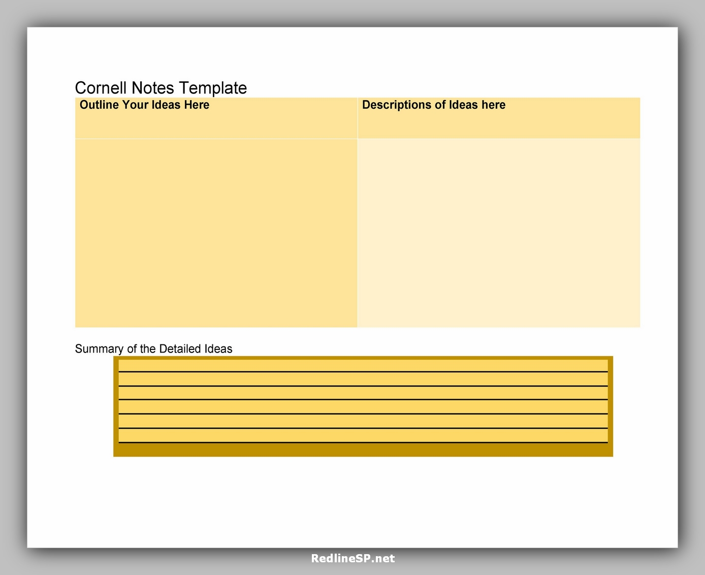 43 Useful Cornell Notes Template – RedlineSP