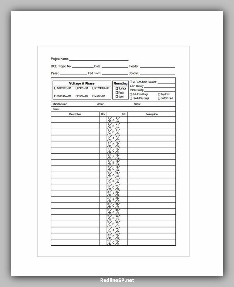 5 Best Electrical Panel Schedule Template Pdf RedlineSP