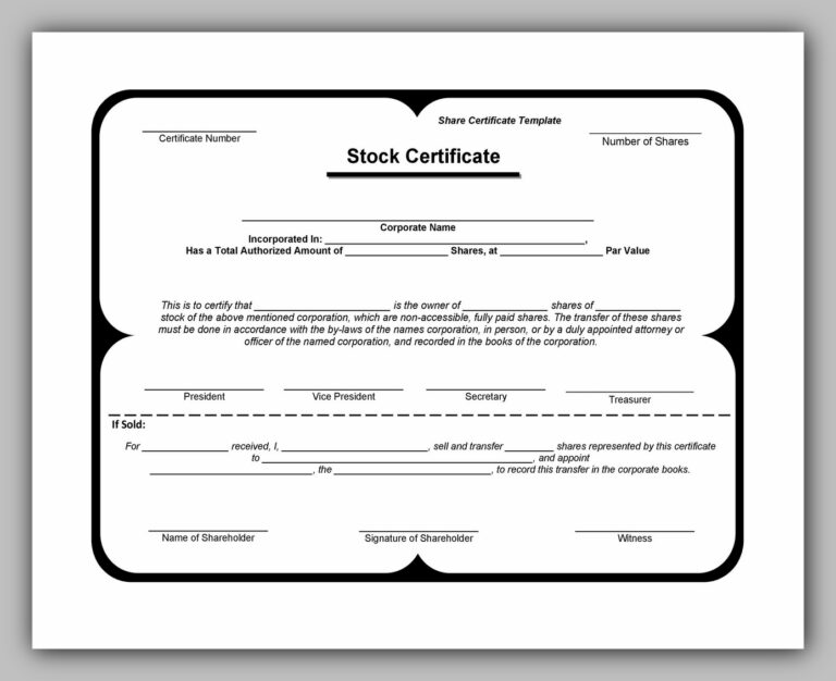 43 Free Share Certificate Template - RedlineSP