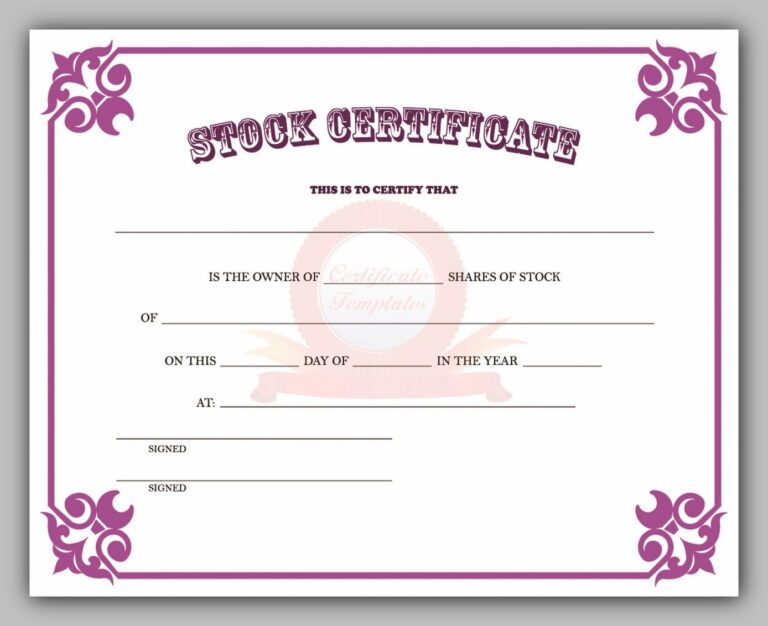 43 Free Share Certificate Template - RedlineSP