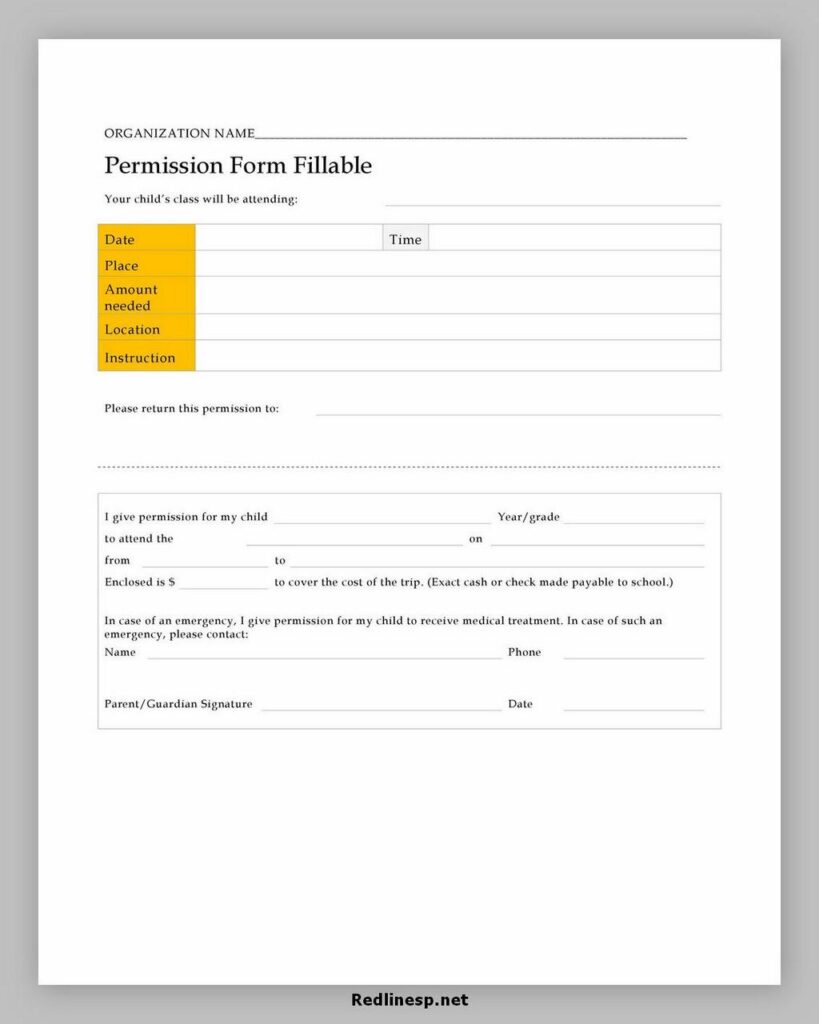40 Free Permission Slip Template - RedlineSP