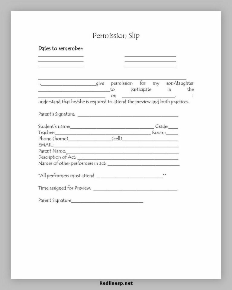 40 Free Permission Slip Template - RedlineSP