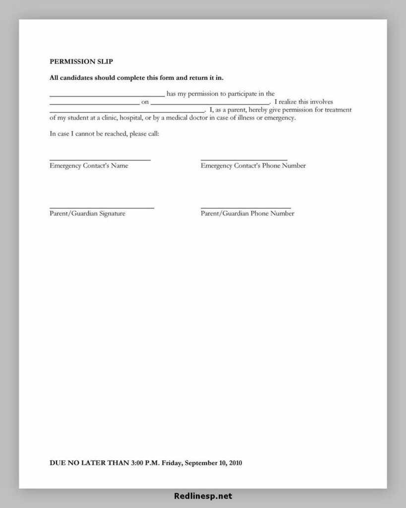 40 Free Permission Slip Template - RedlineSP