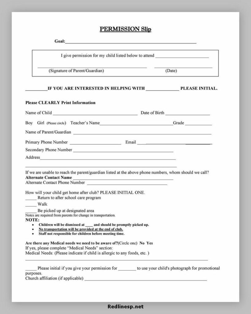 Funny Permission Slip Template