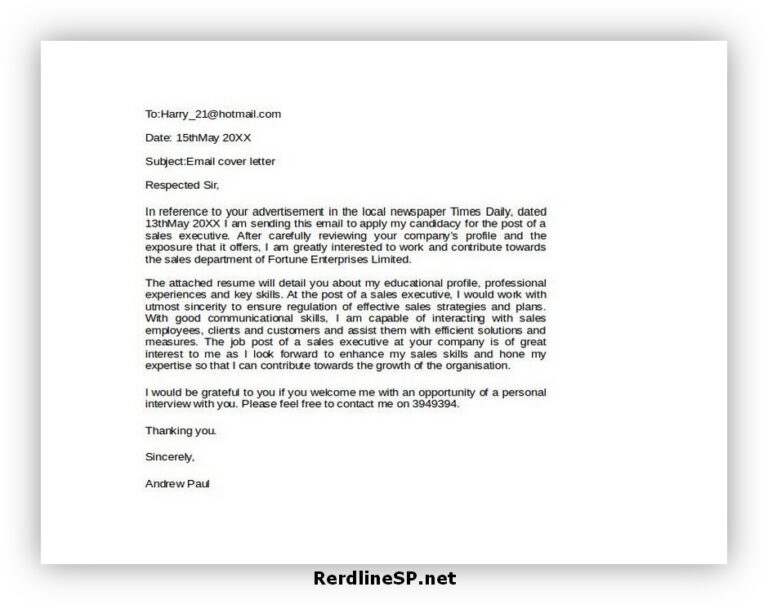 8 Best Email Cover Letter Format - RedlineSP