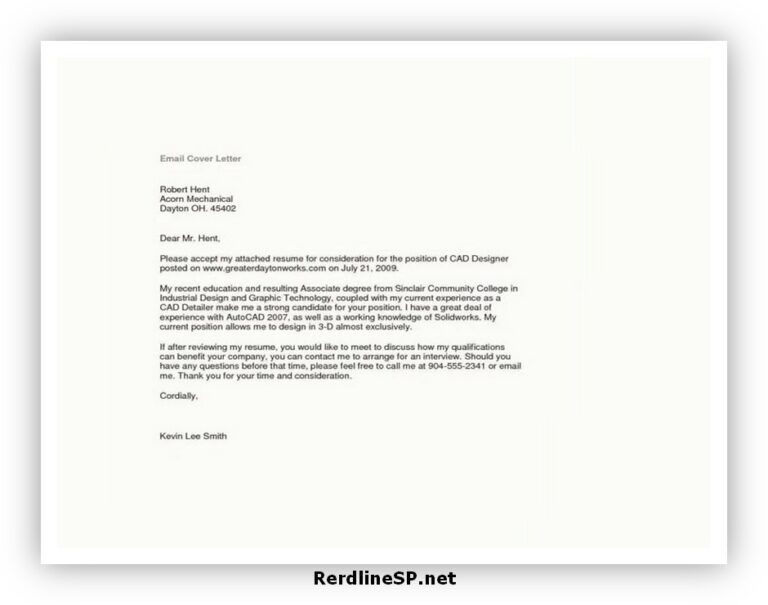 8 Best Email Cover Letter Format - RedlineSP